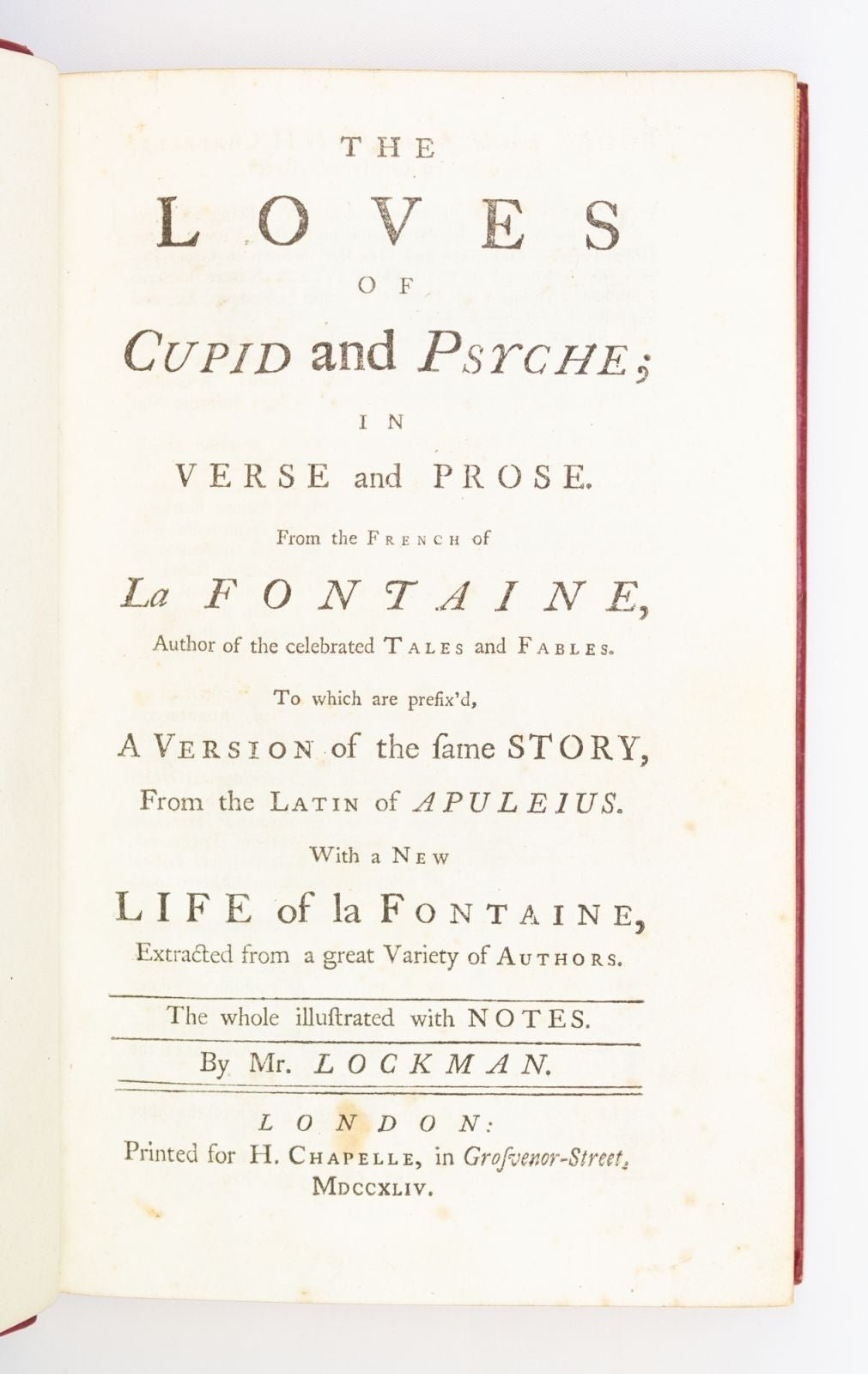 THE LOVES OF CUPID AND PSYCHE | and APULEIUS LA FONTAINE, JEAN | First ...